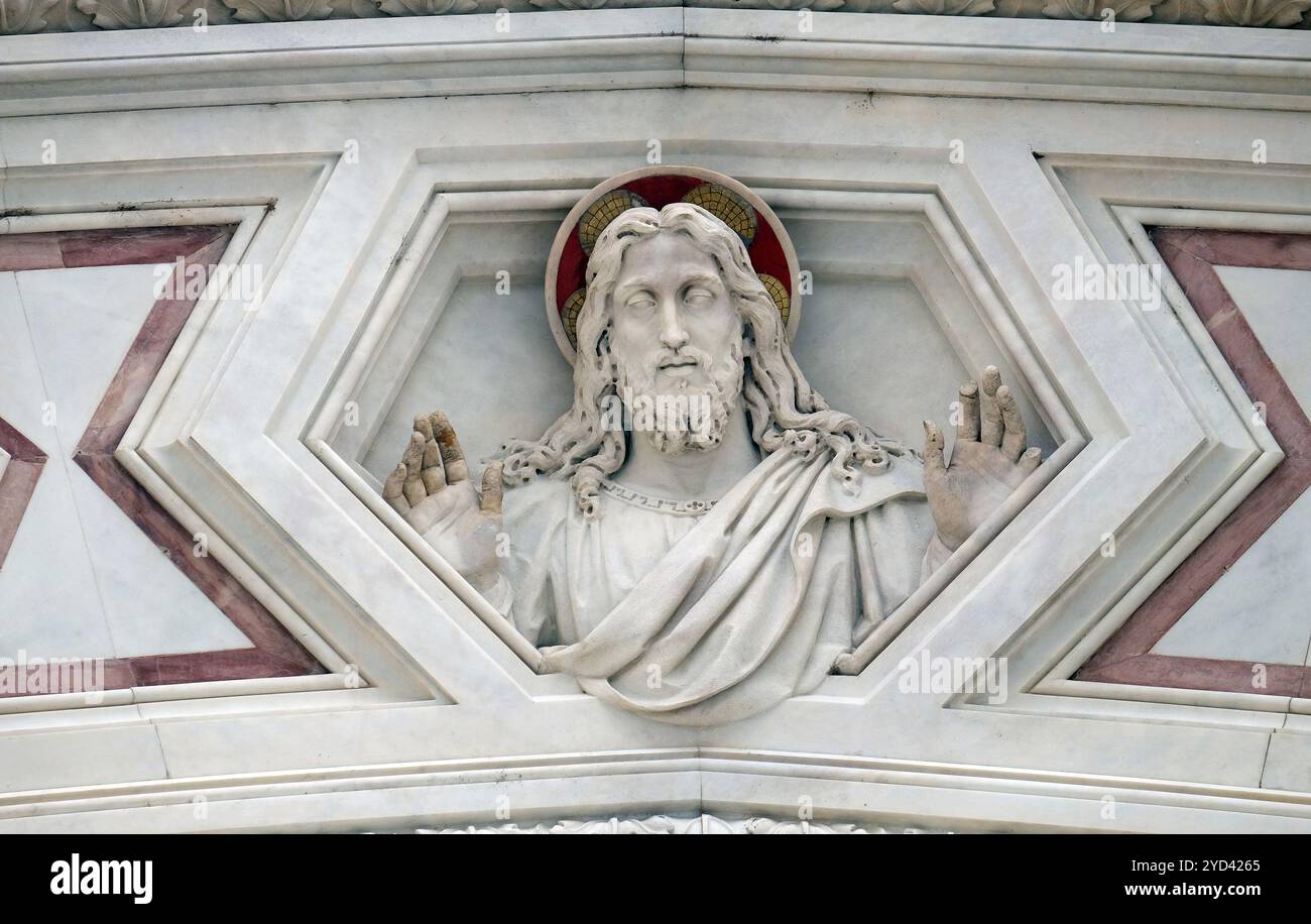 Jesus Christ, relief on the facade of Basilica of Santa Croce (Basilica ...