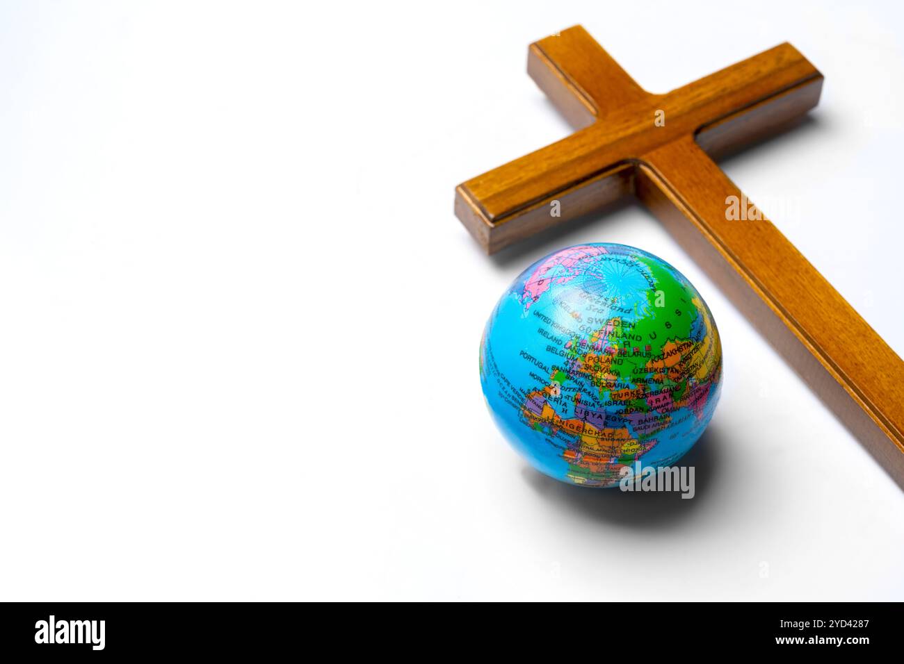 Religion christianity cross and globe on white background. Symbol of ...