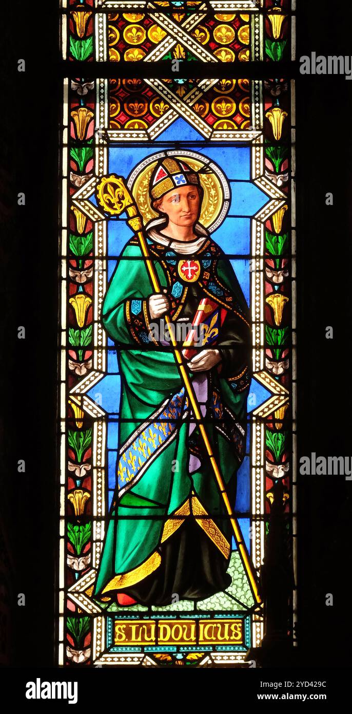 Saint Ludovicus, stained glass window in the Basilica di Santa Croce ...