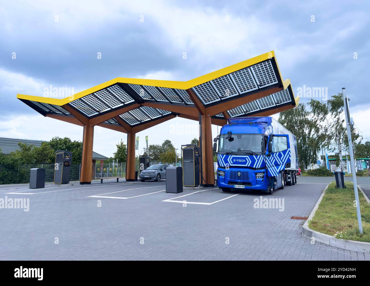 Electric Truck at a Fastned power station, charging station at A9 ...
