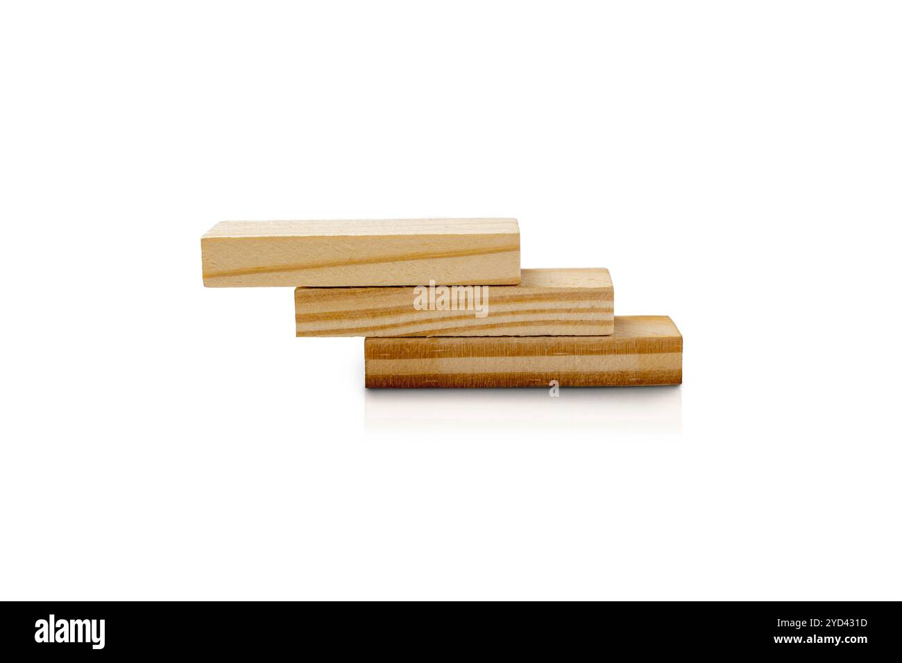 Stack of empty wooden blocks for copy space isolated over white ...