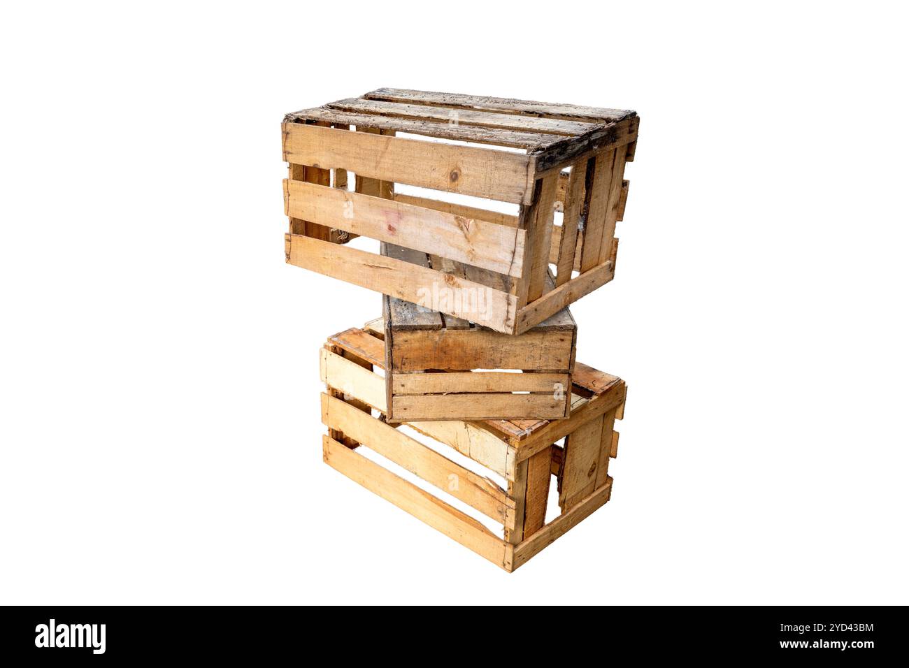 Pile of wooden crate isolated over white background. Wooden pallet box ...