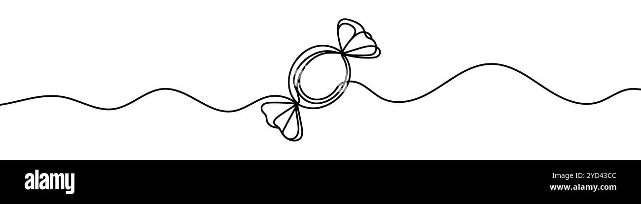 Continuous line drawing a wrapped sweet candy. Vector illustration ...