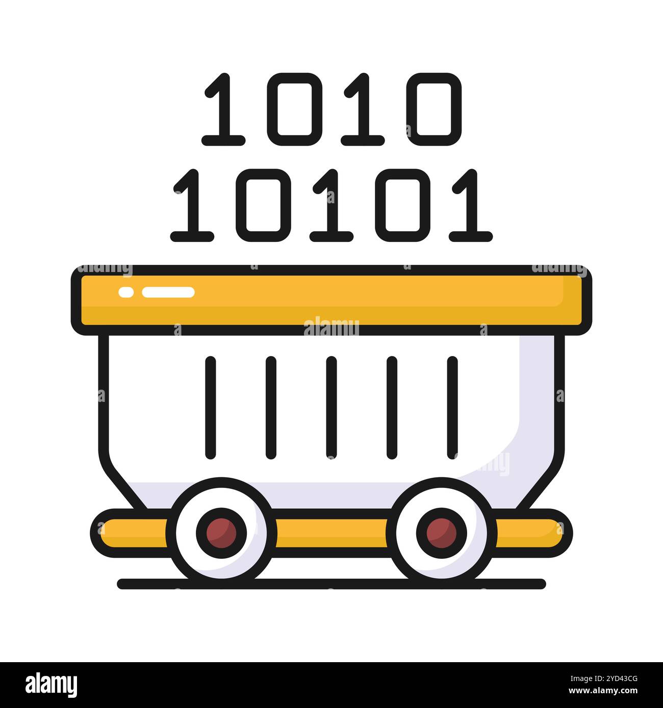 Binary coding inside a wheelbarrow denoting concept icon of data mining Stock Vector Image & Art ...