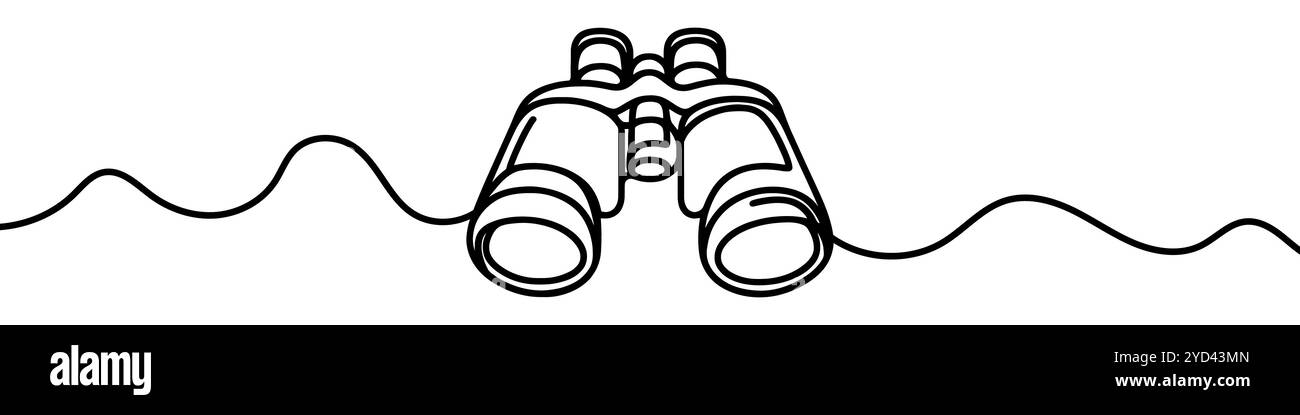 Minimalist vector illustration depicting a pair of binoculars, drawn ...