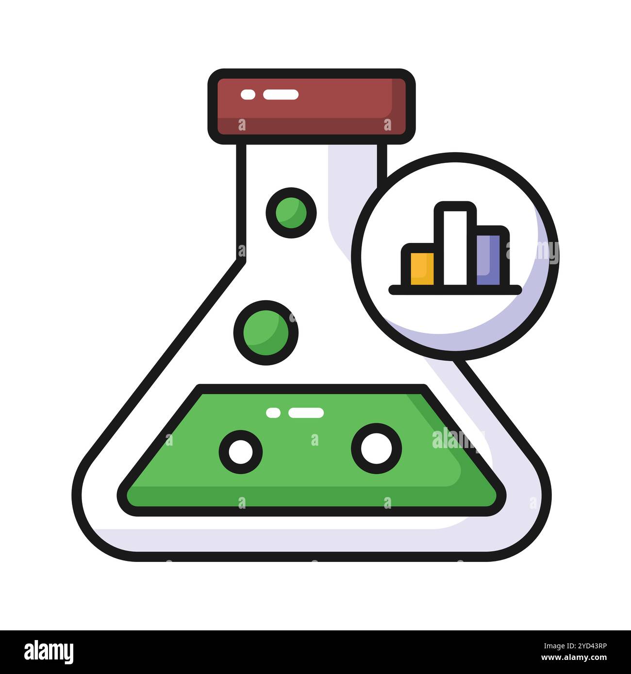 Flask with data chart denoting market data research vector design Stock ...