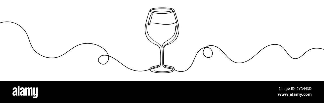 Continuous line drawing of wine glass. One line drawing of wine glass ...