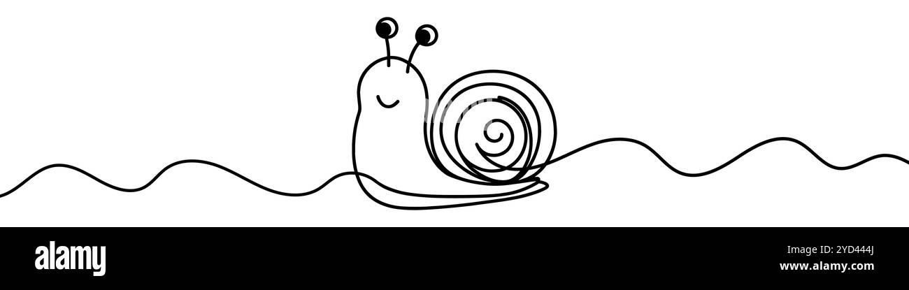 Simple line art illustration of a snail crawling is perfect for nature ...