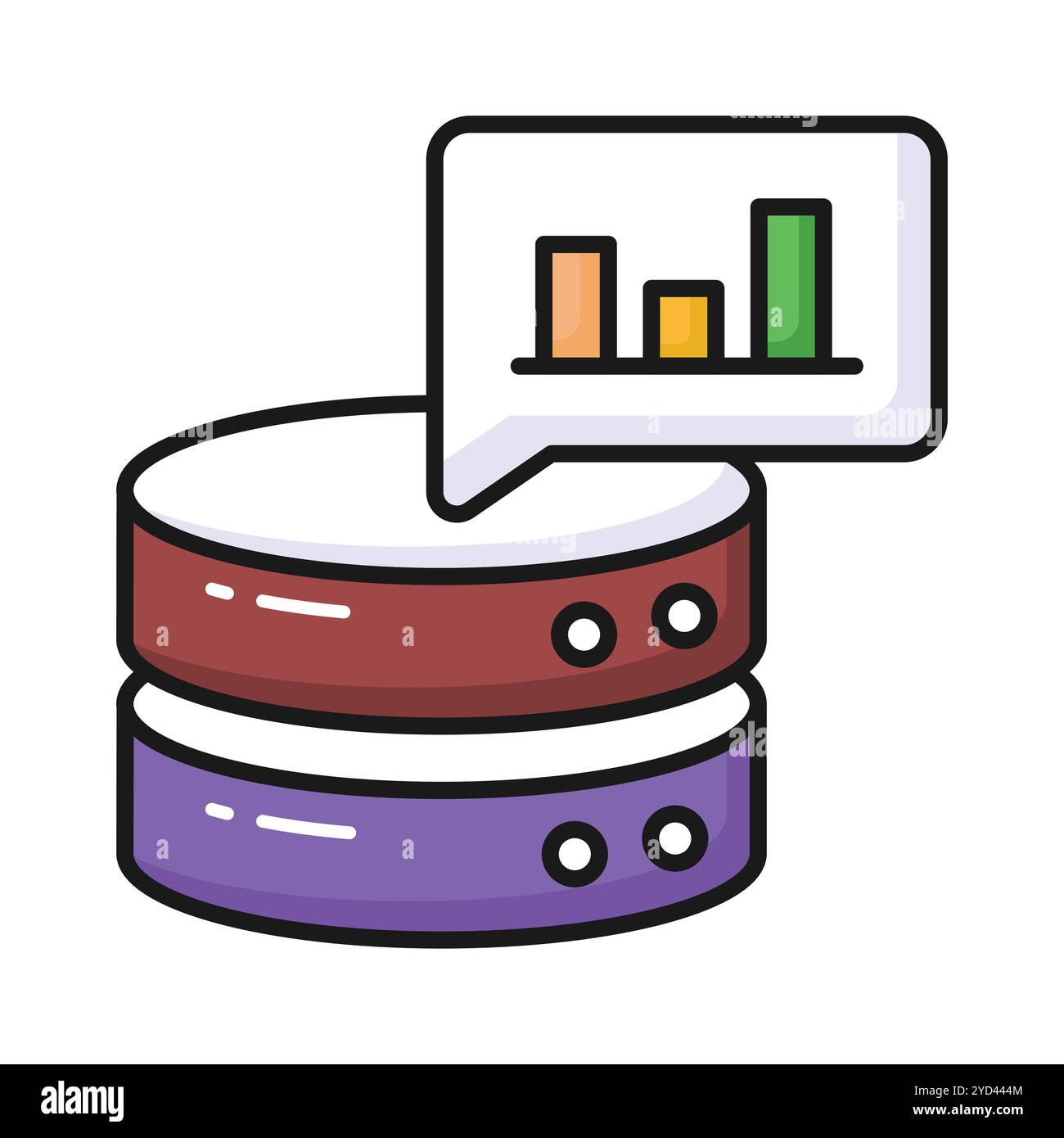 Bar Chart With Database Showing Concept Vector Of Database Analysis Premium Icon Stock Vector