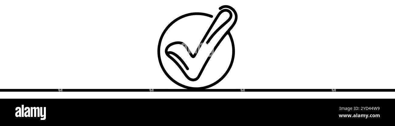 Continuous line drawing of a check mark symbol on white background ...