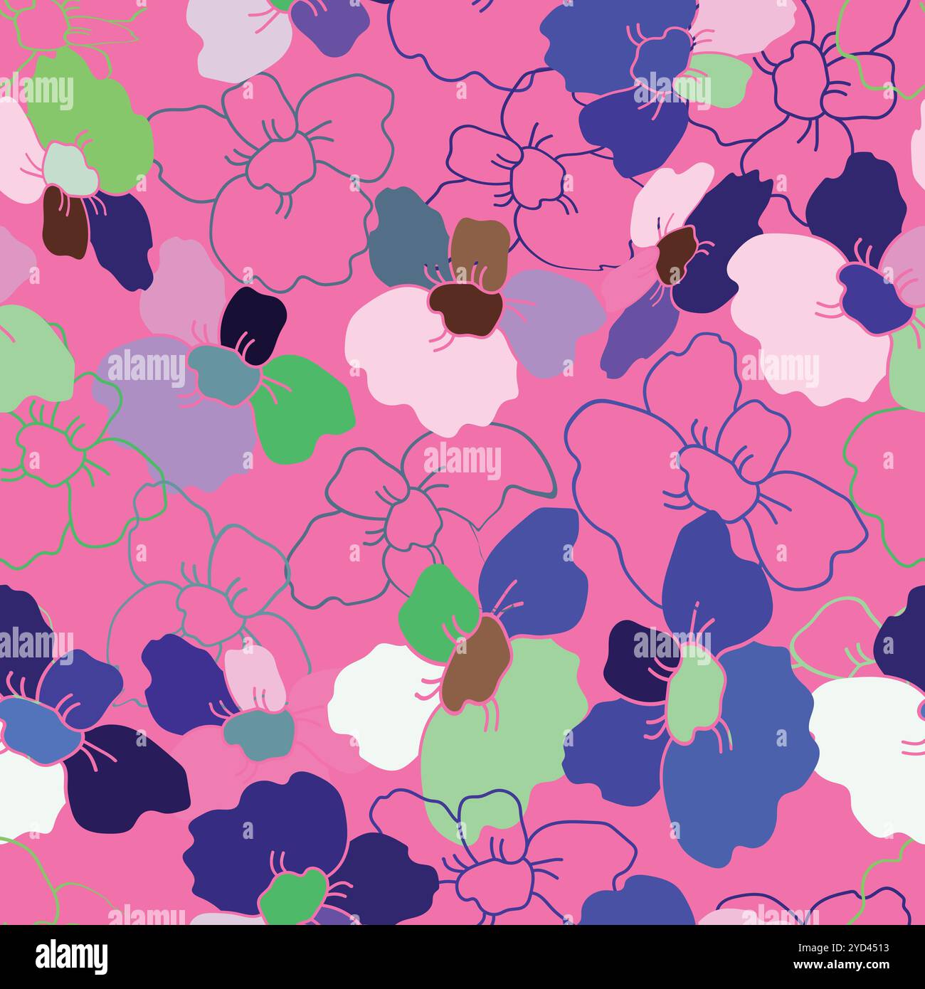 Hand drawn seamless cute floral pattern. Abstract floral print. Cute ...