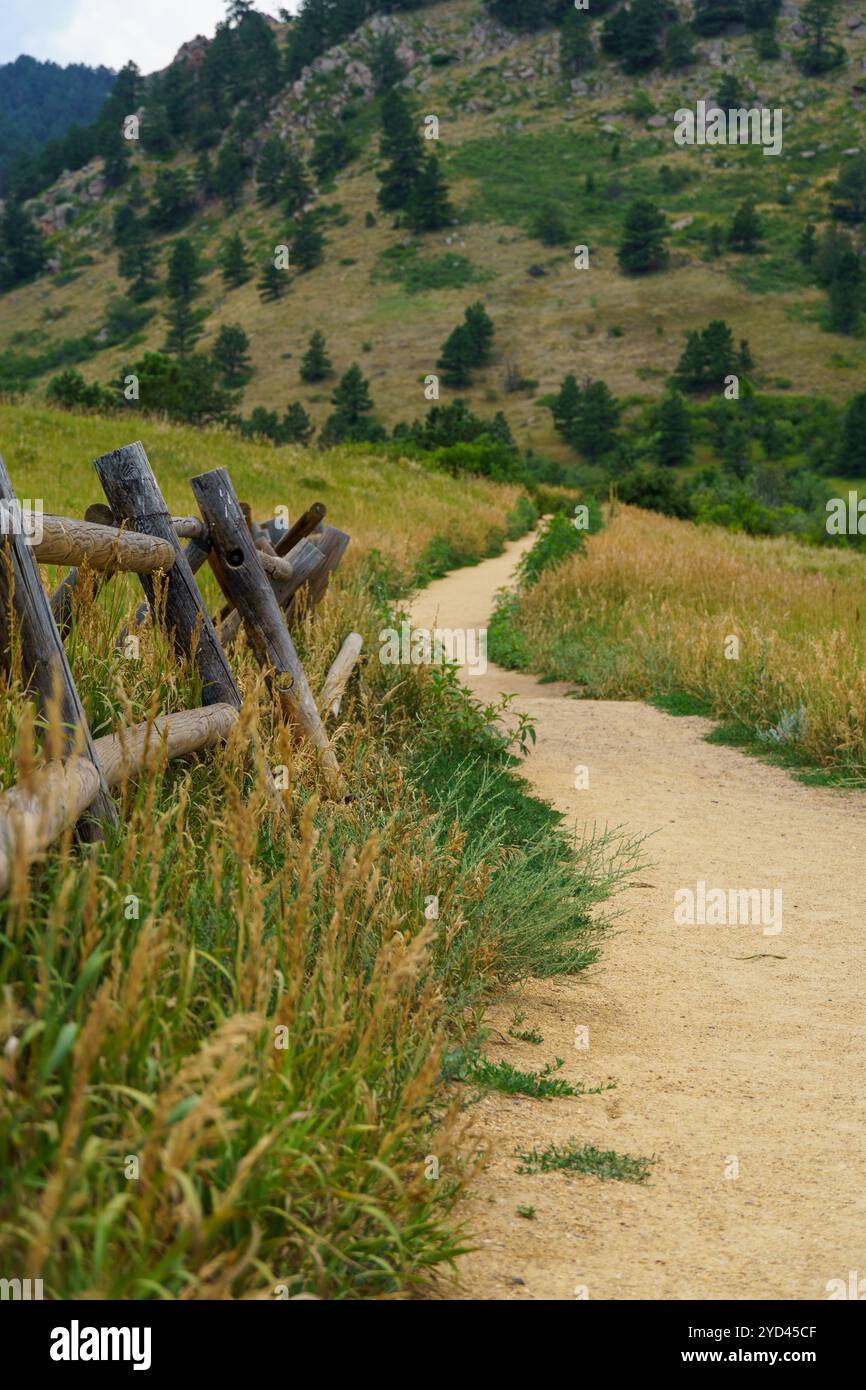 Mountain Path Along Wood Fence Stock Photo - Alamy