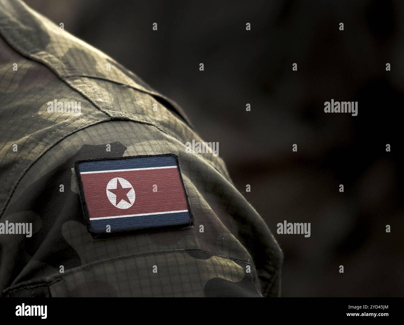 Flag of North Korea on military uniform (collage Stock Photo - Alamy