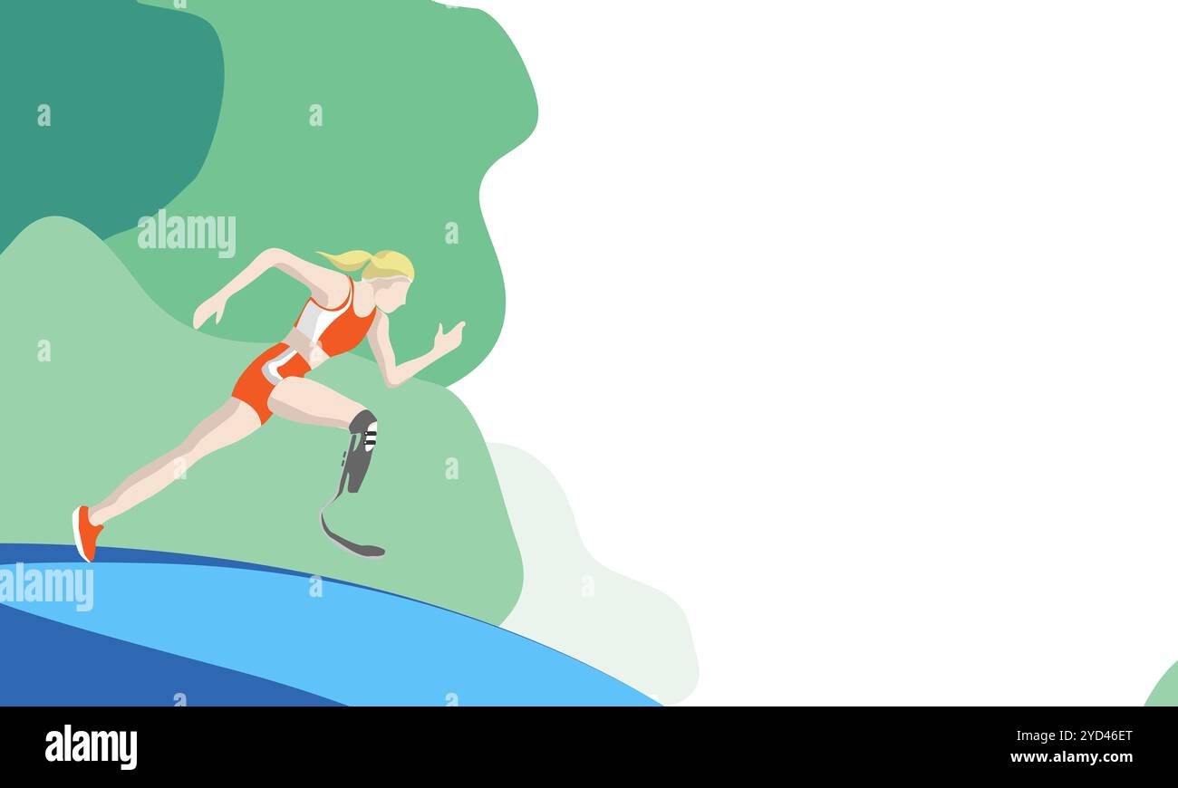 Female Disabled Athlete Running with a Prosthetic Leg Stock Photo - Alamy