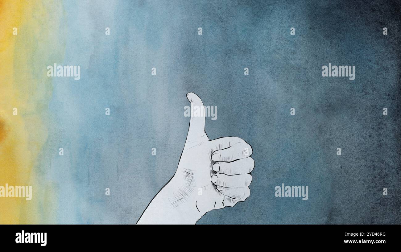 Illustration of a Hand Giving a Thumbs-Up Gesture Stock Photo - Alamy