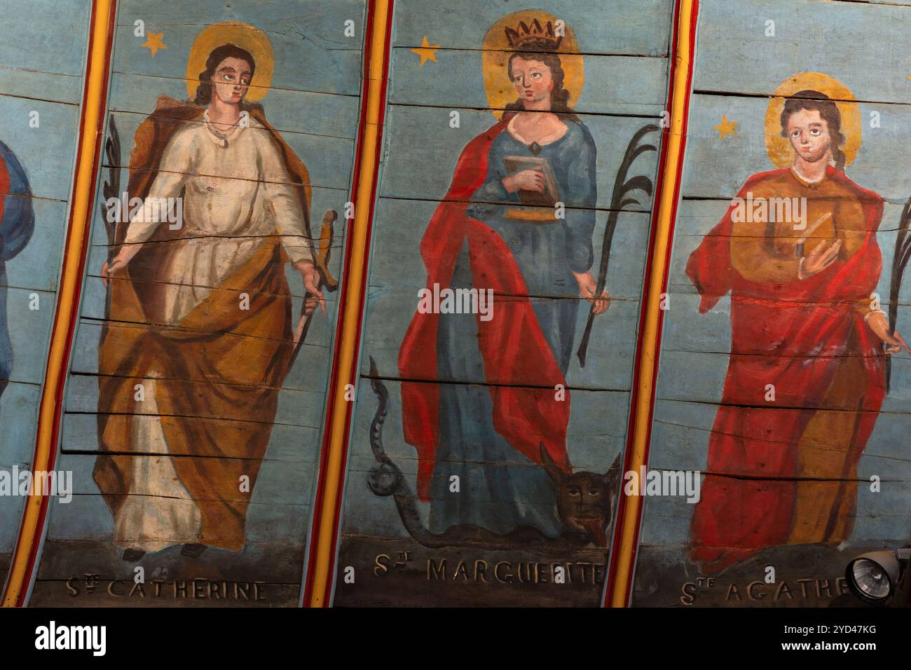 Painted in the mid-1800s on the ceiling vault of a Breton church, three ...