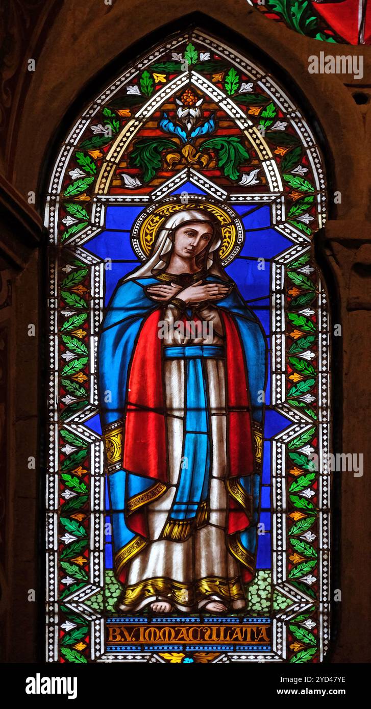 Immaculate Conception, stained glass window in the Basilica di Santa ...