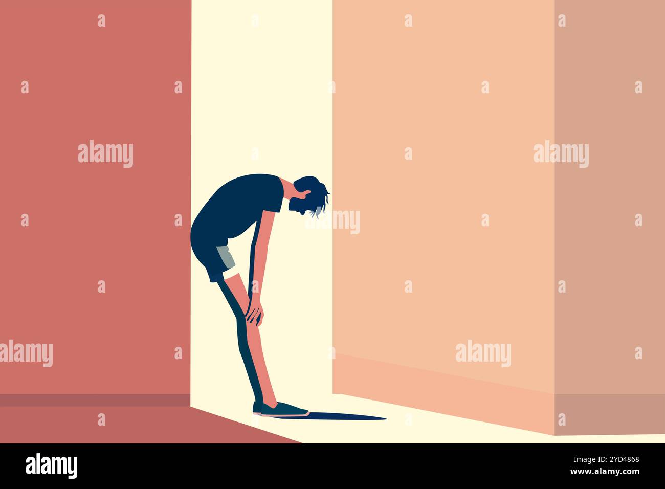 panic man standing and crying alone in alley, mix feeling of pain, sad ...