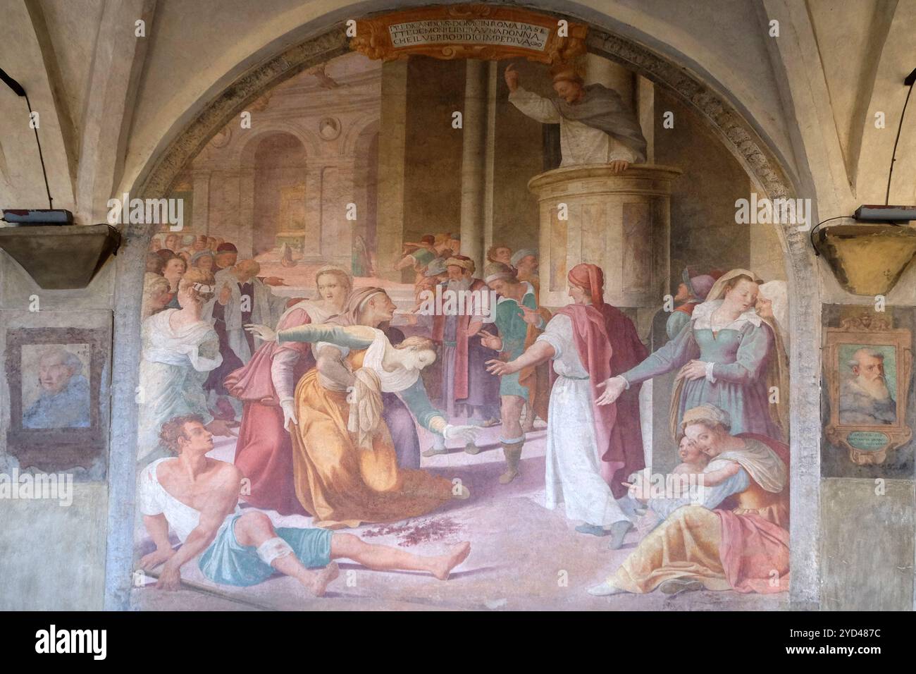 San Dominic frees an obsessed from the Demon, fresco by Lorenzo ...