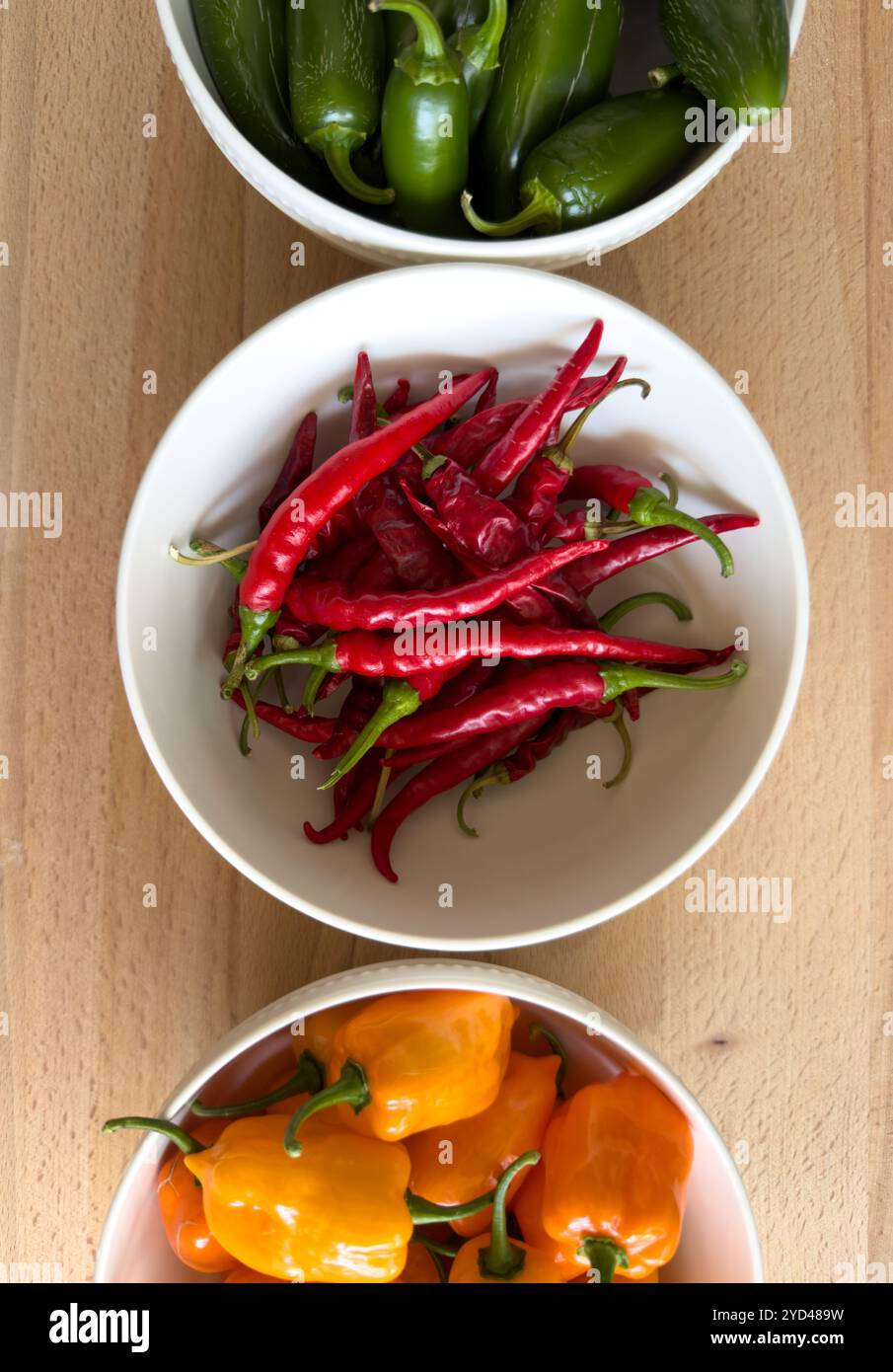 Fresh garden harvest of assorted spicy peppers Stock Photo - Alamy