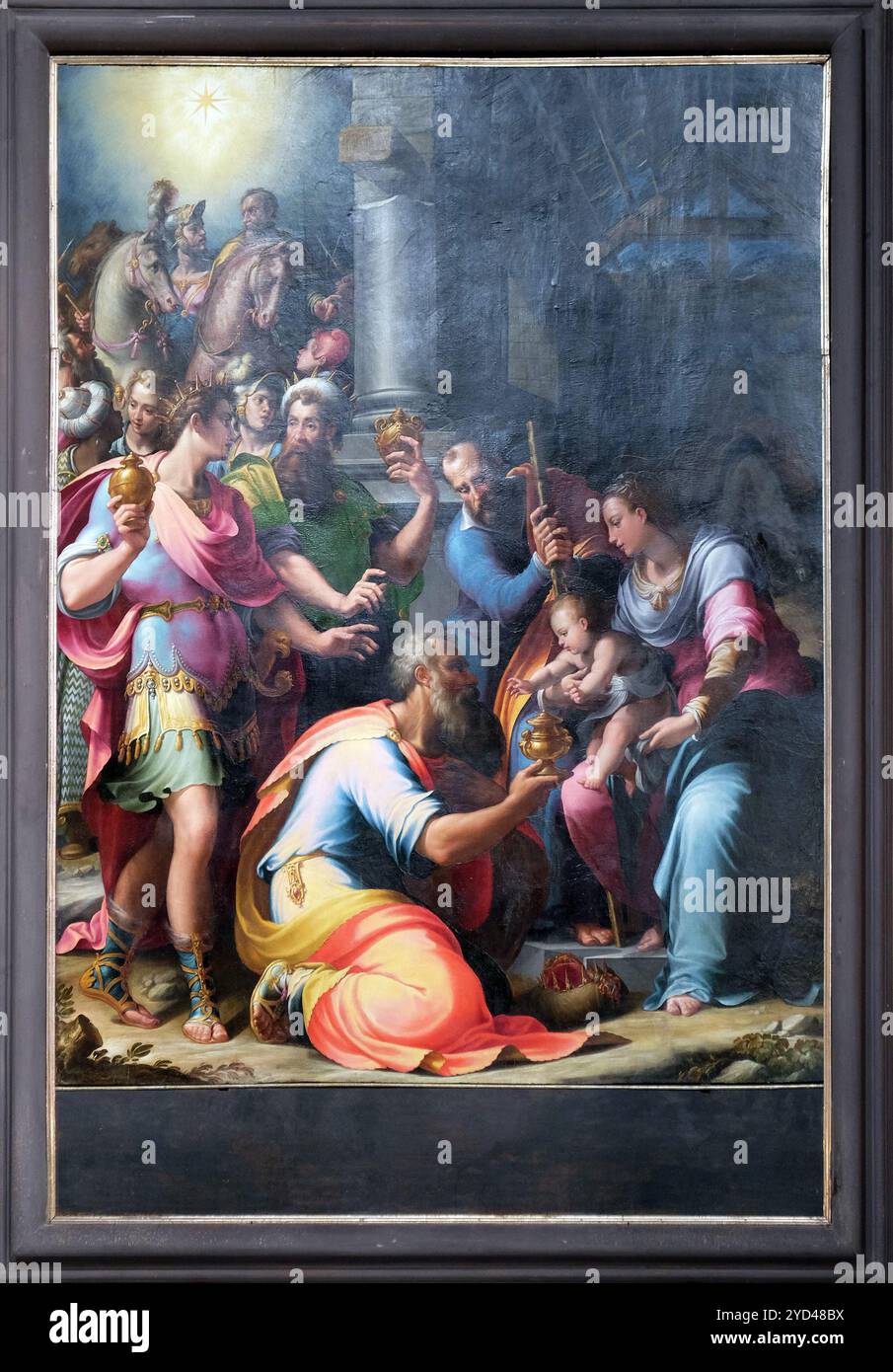 Nativity Scene, Adoration of the Magi altarpiece by Girolamo Macchietti in the Basilica di San ...