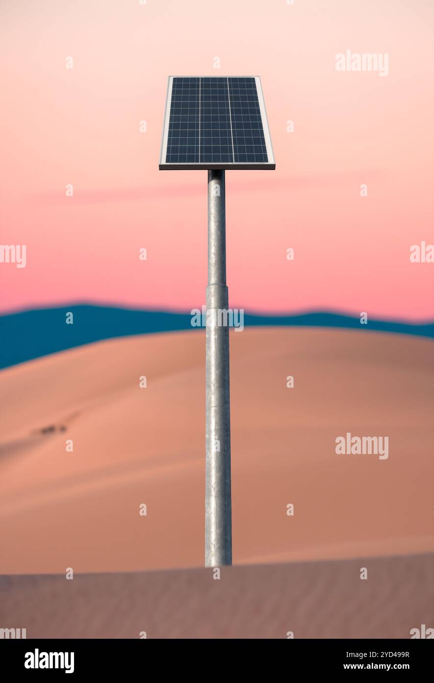 Solar Panel In A Desert Stock Photo - Alamy