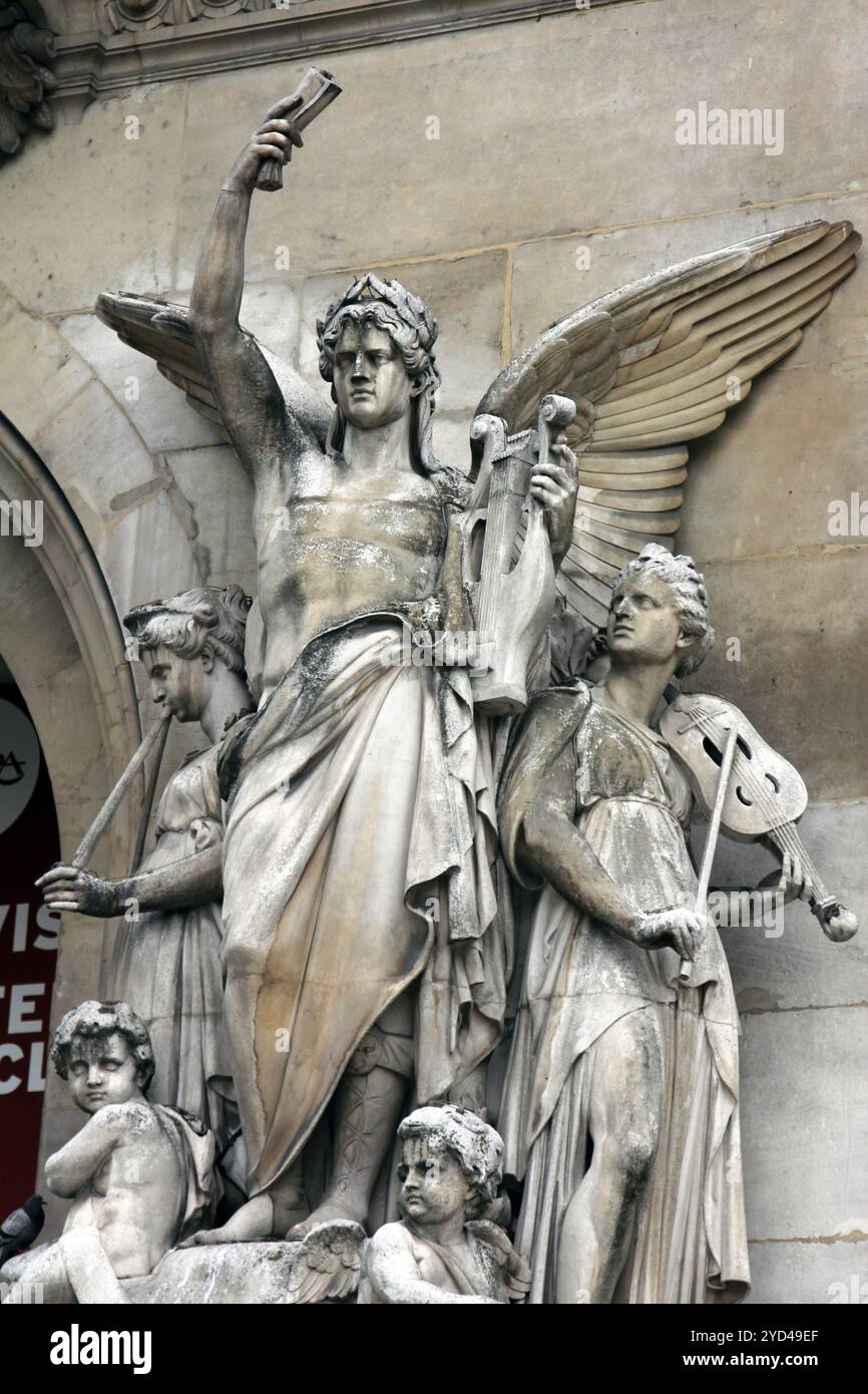 Architectural details of Opera National de Paris: Lyrical Drama Facade ...