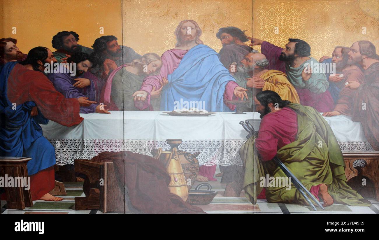 The Last Supper, painting on the facade, Saint Vincent de Paul church, Paris Stock Photo - Alamy