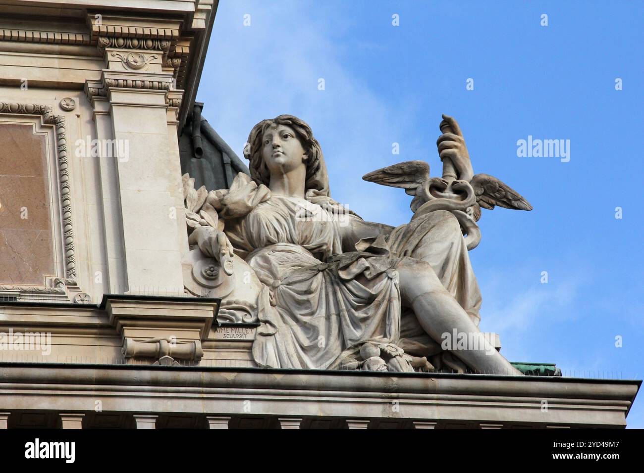 Statue of commerce on the BNP building in Paris Stock Photo - Alamy