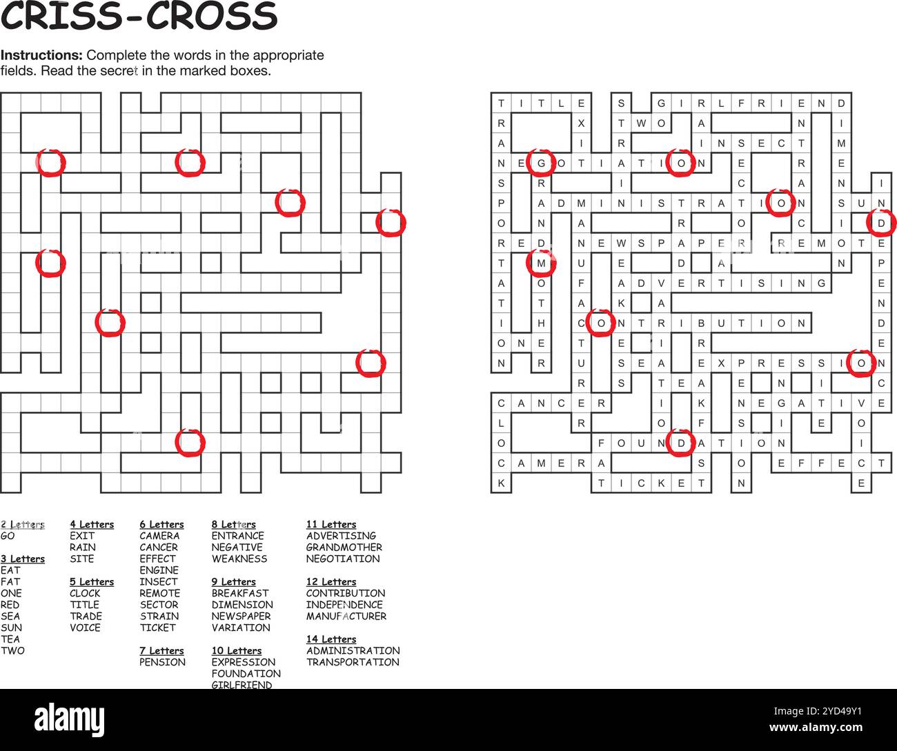 Criss cross word hi-res stock photography and images - Alamy