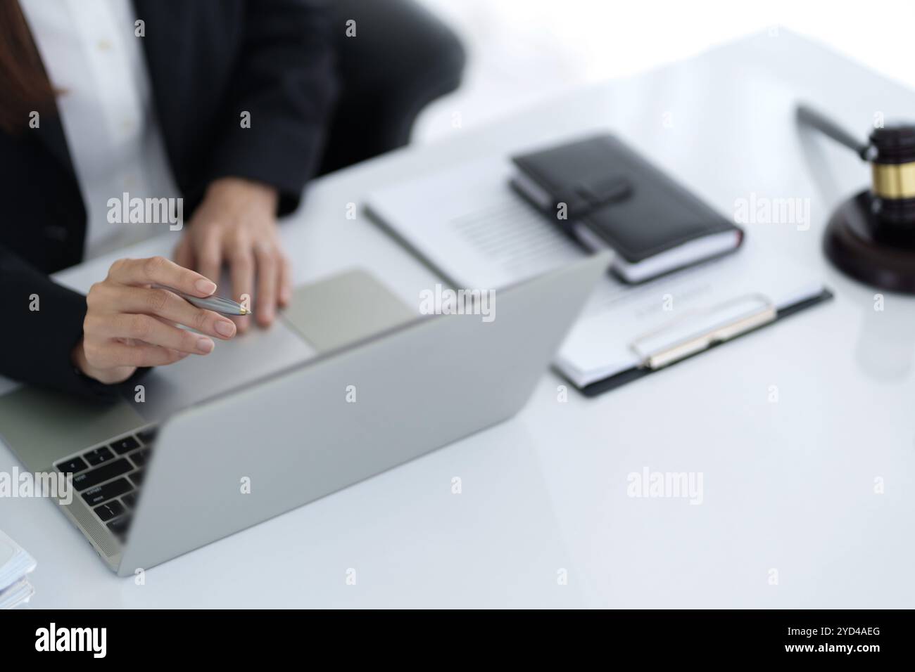 Lawyer working legal data contract at workplace Stock Photo - Alamy