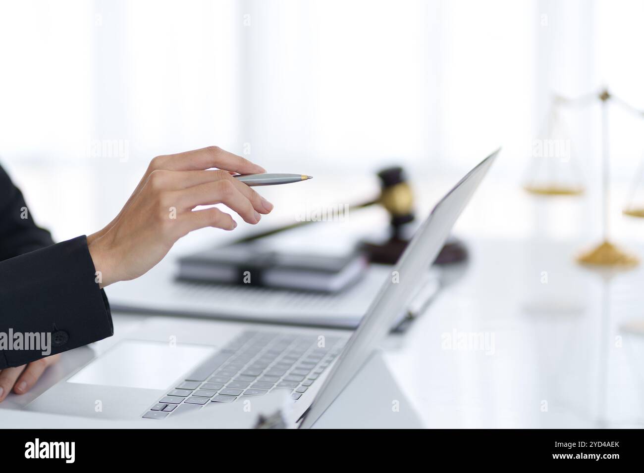 Lawyer working legal data contract at workplace Stock Photo - Alamy