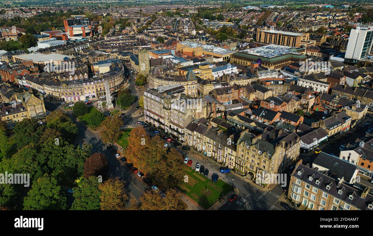 Aerial View of a Vibrant Town with Historic and Modern Architecture ...