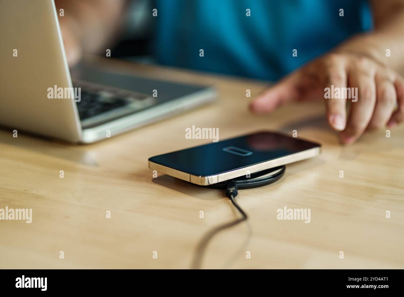 smartphone with wireless fast charger pad, digital device gadget Stock ...