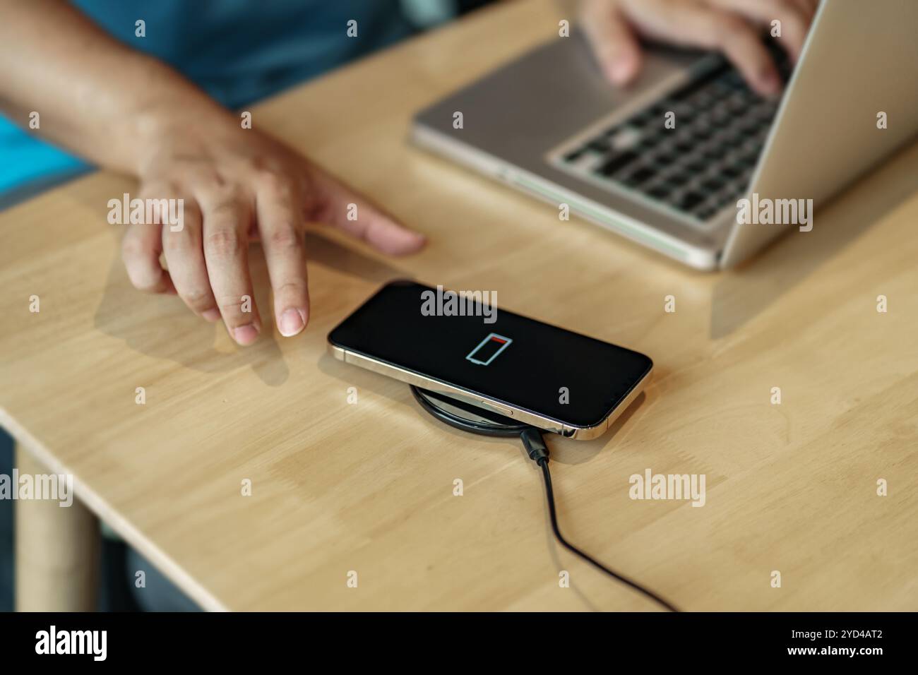 Smartphone with wireless fast charger pad, digital device gadget Stock ...