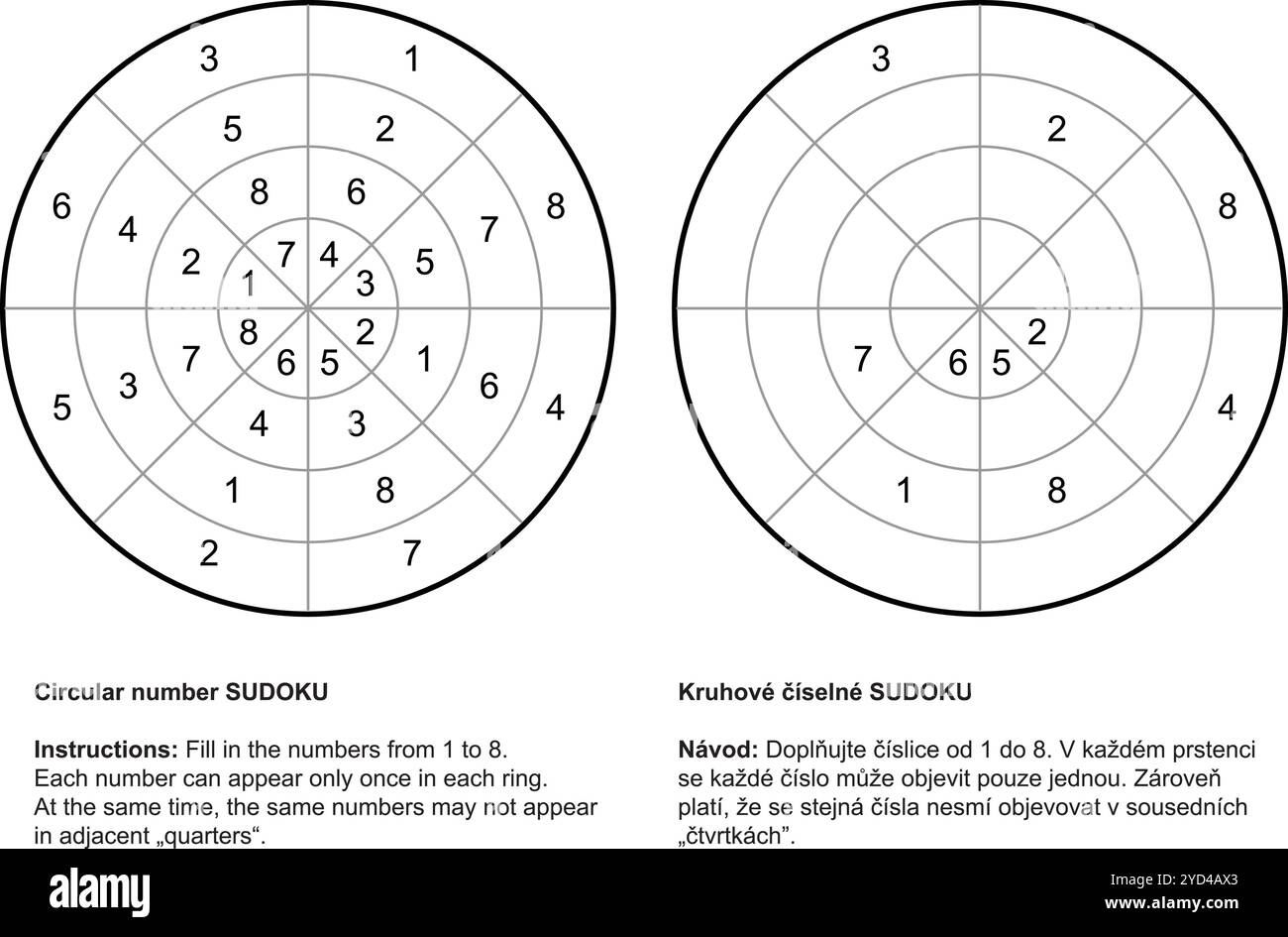 Circular number SUDOKU 005. Vector sudoku puzzle game with numbers ...