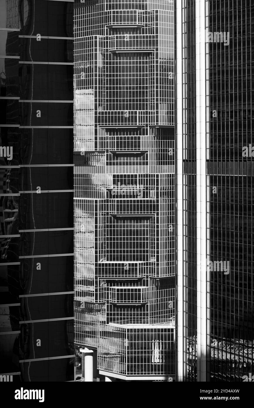Reflection modern skyscrapers in Black and White Stock Photos & Images ...