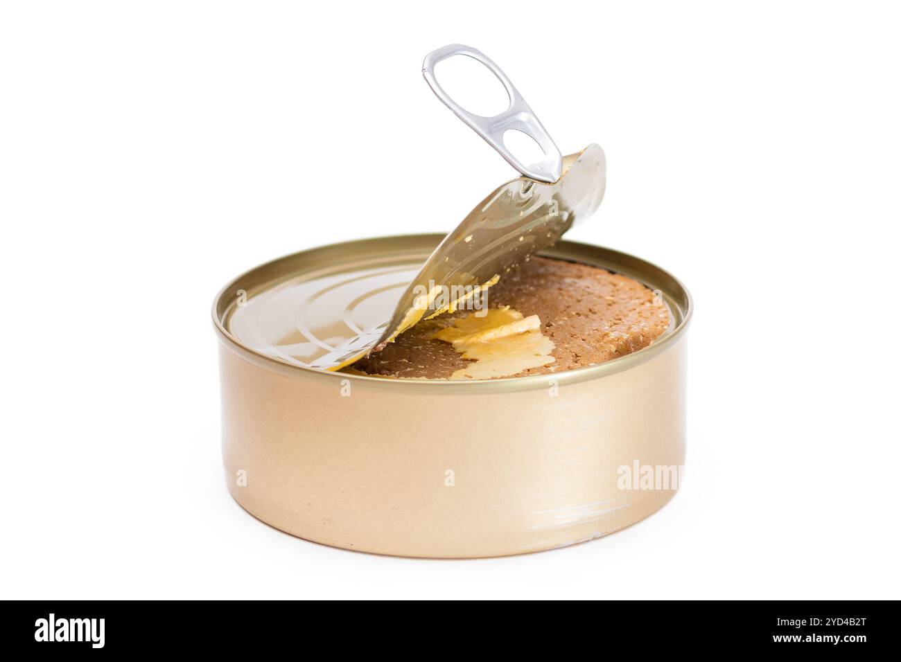 Opened Tin Can with Chicken Liver Pate Isolated on White Background ...