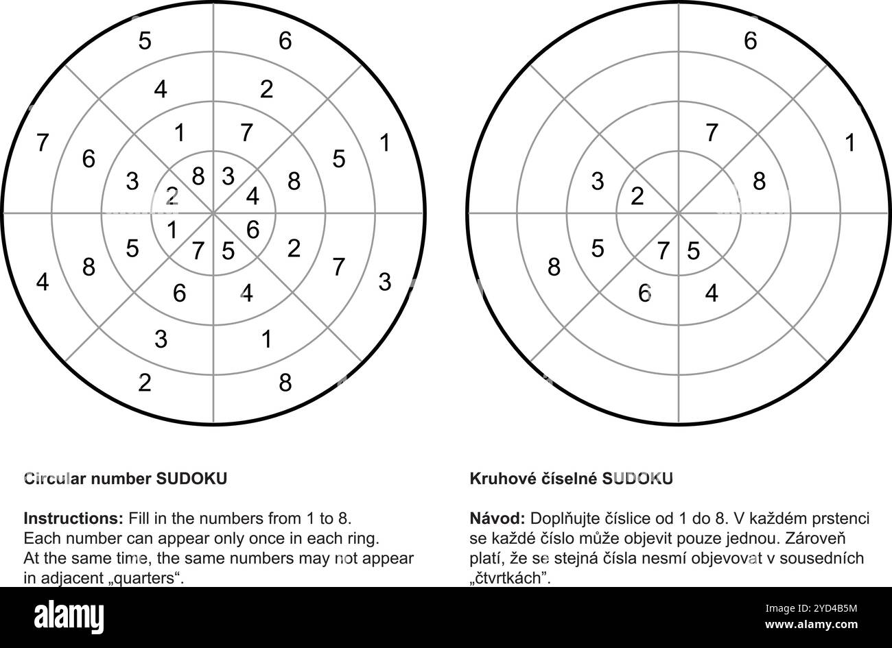 Circular number SUDOKU 020. Vector sudoku puzzle game with numbers ...