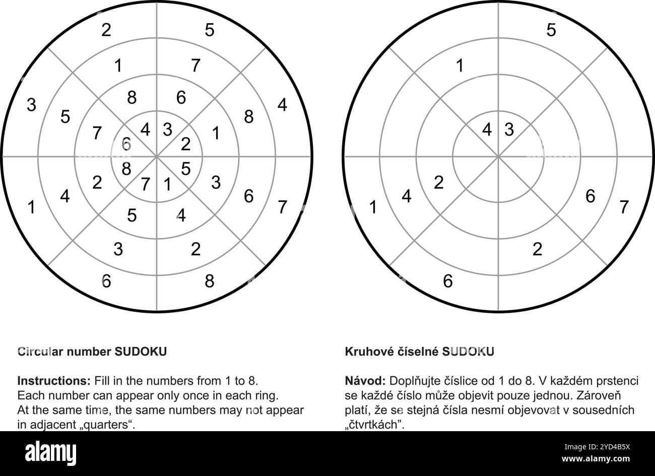 Circular number SUDOKU 018. Vector sudoku puzzle game with numbers ...