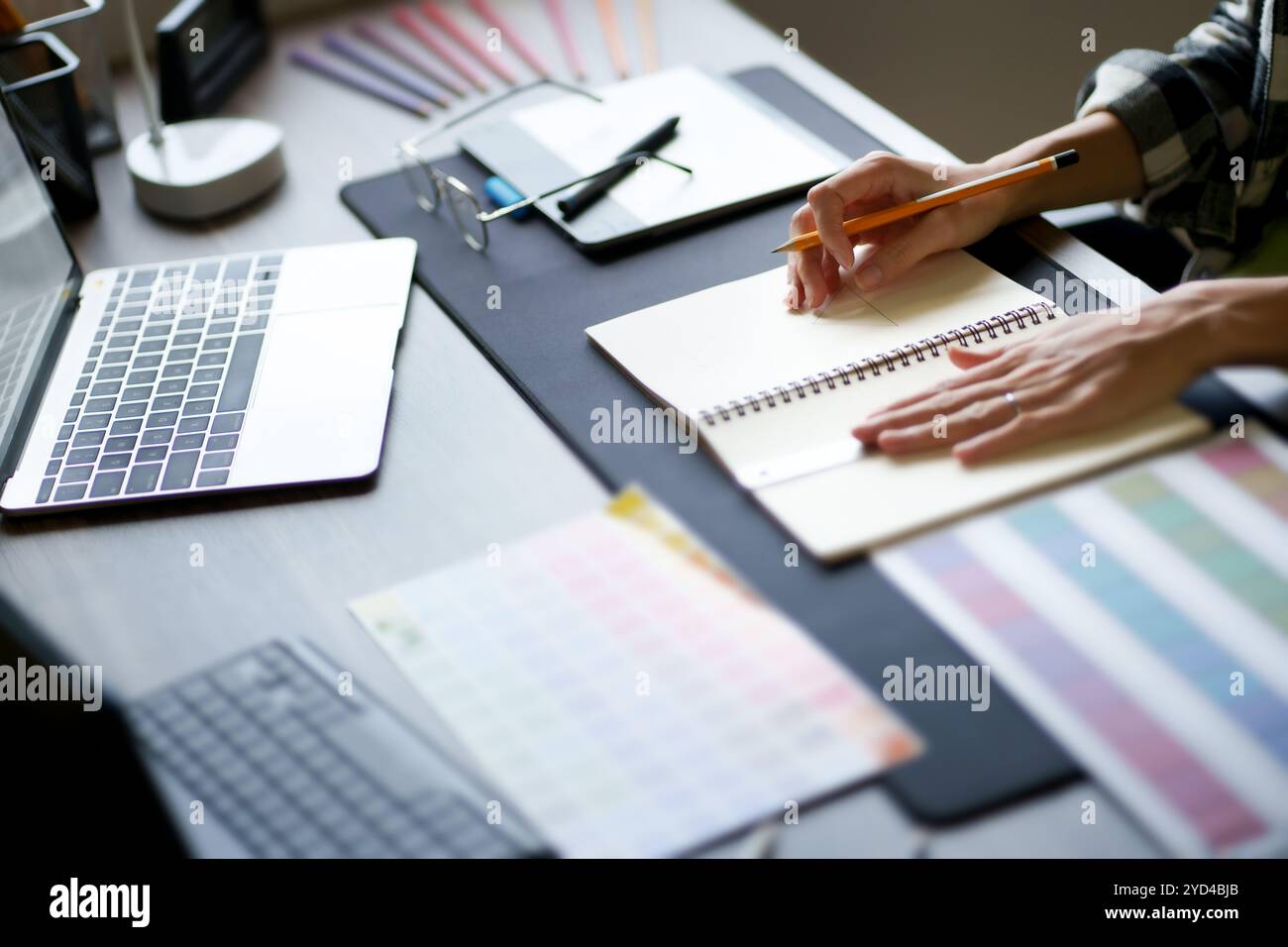 Graphic design work at desk, Creative designer concept Stock Photo - Alamy