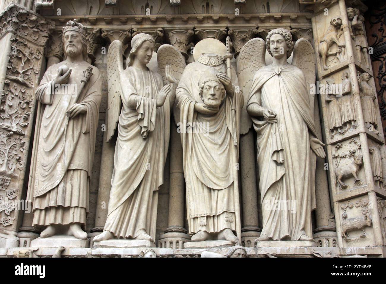 Emperor Constantine, an angel, Saint Denis holding his head, and ...