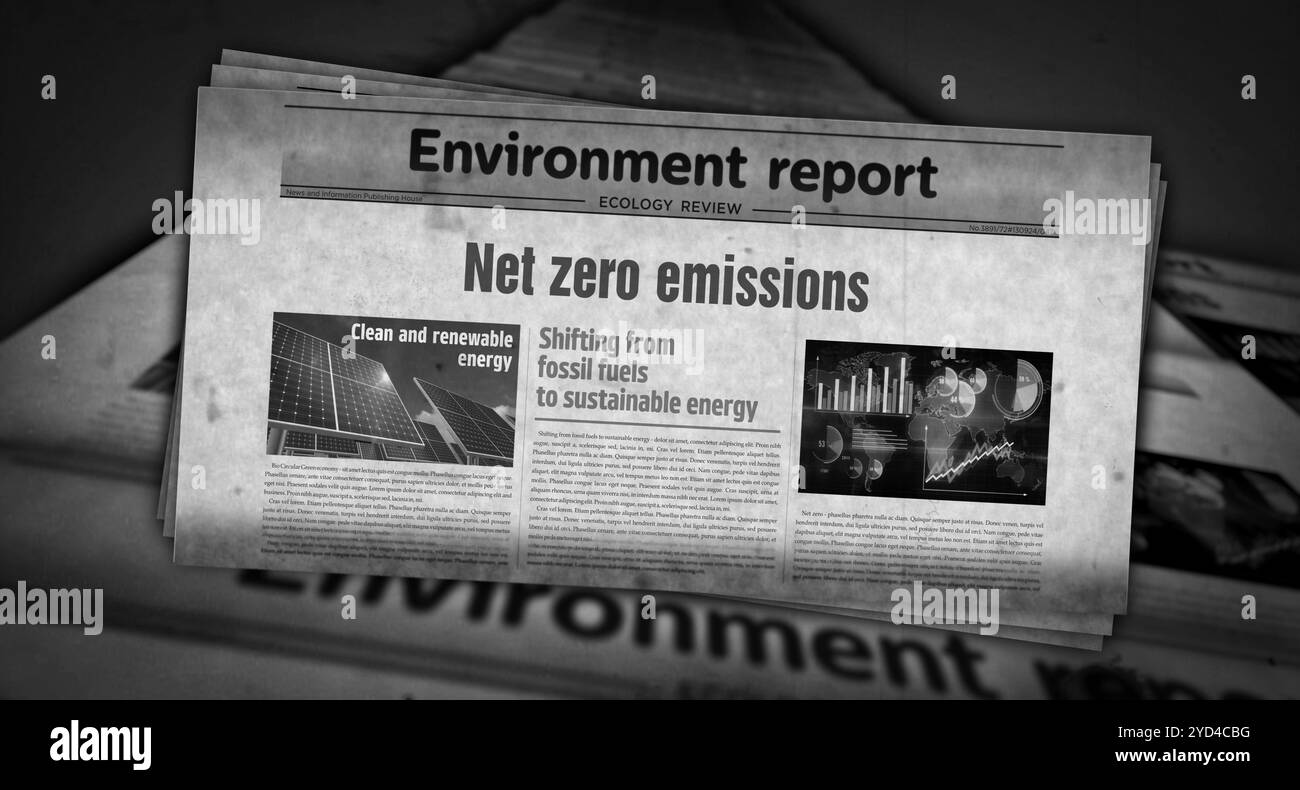 Net zero emissions green energy and decarbonize vintage news and ...