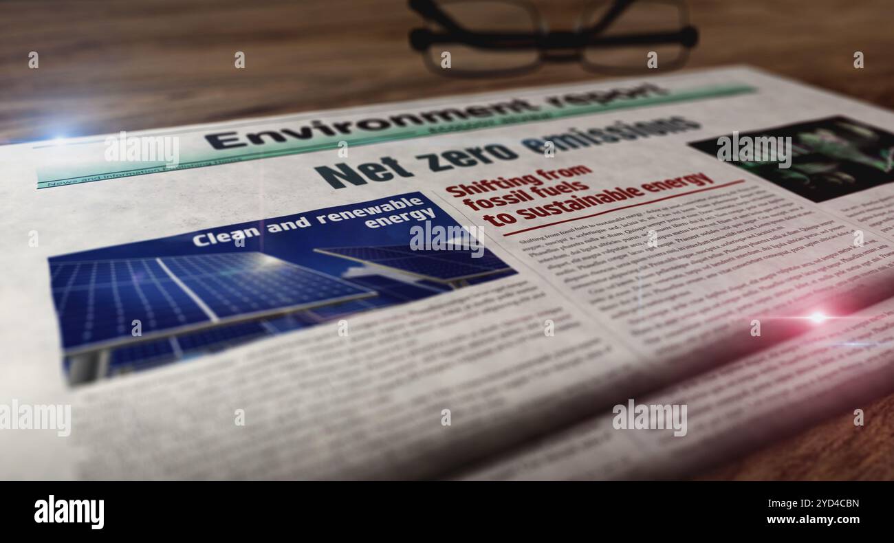 Net zero emissions green energy and decarbonize daily newspaper on ...