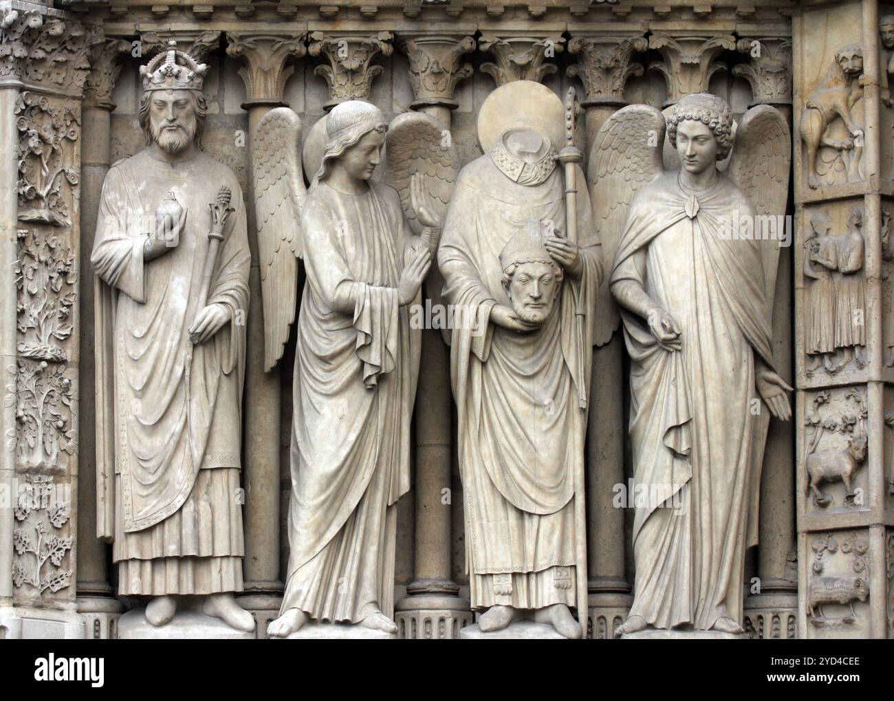 Emperor Constantine, an angel, Saint Denis holding his head, and ...
