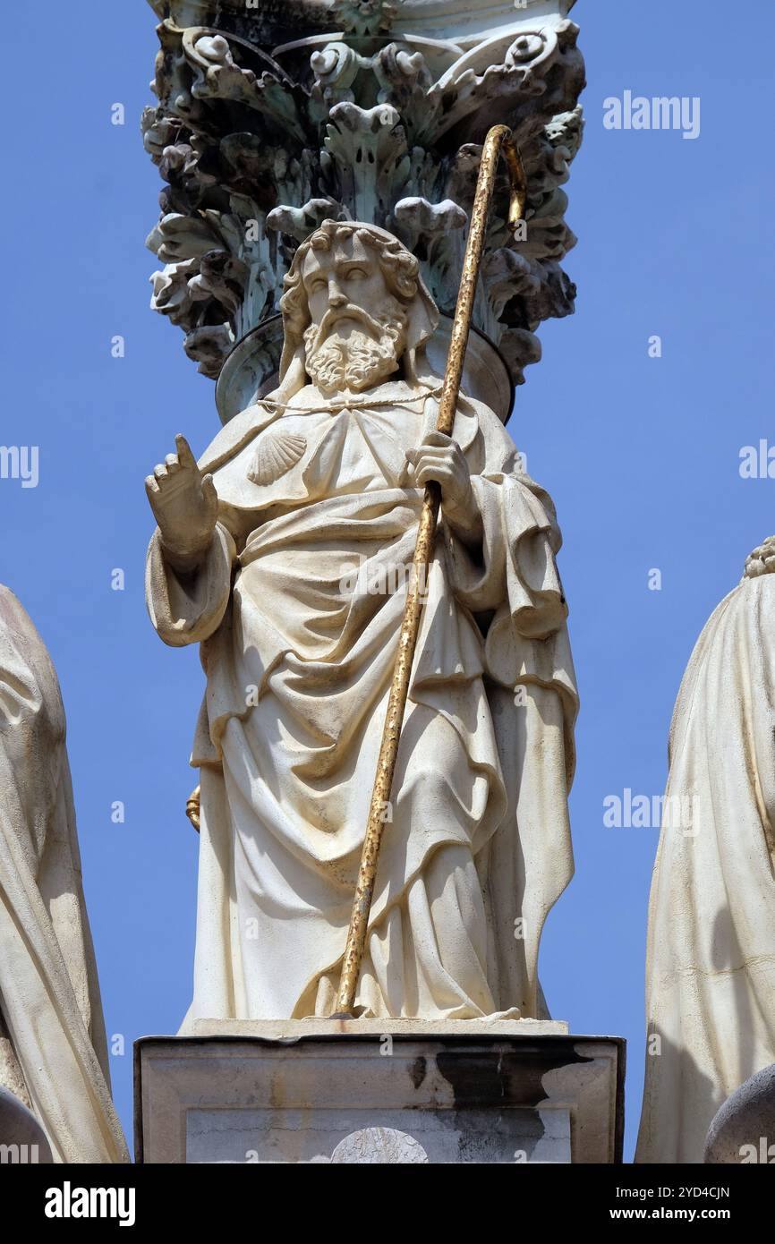 St. James, statue on the St. Mary pillar in front of Saint James church ...