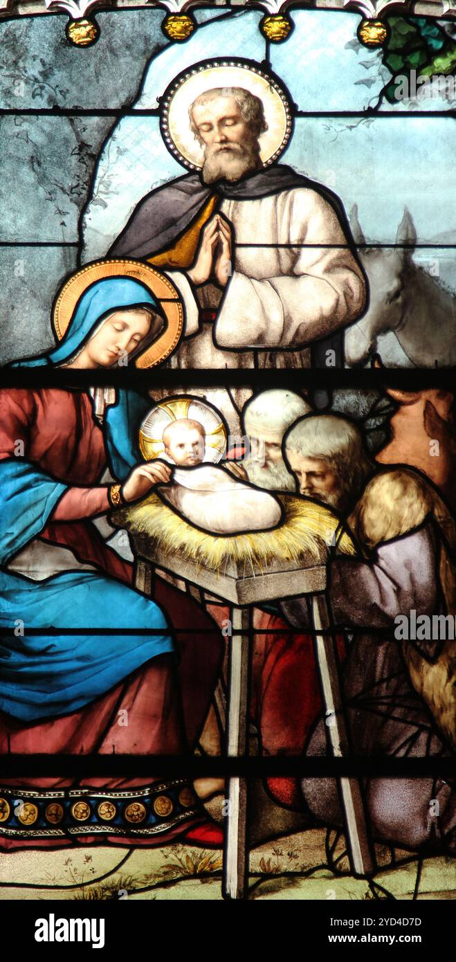 Nativity Scene, Adoration of the Shepherds, stained glass, Saint ...