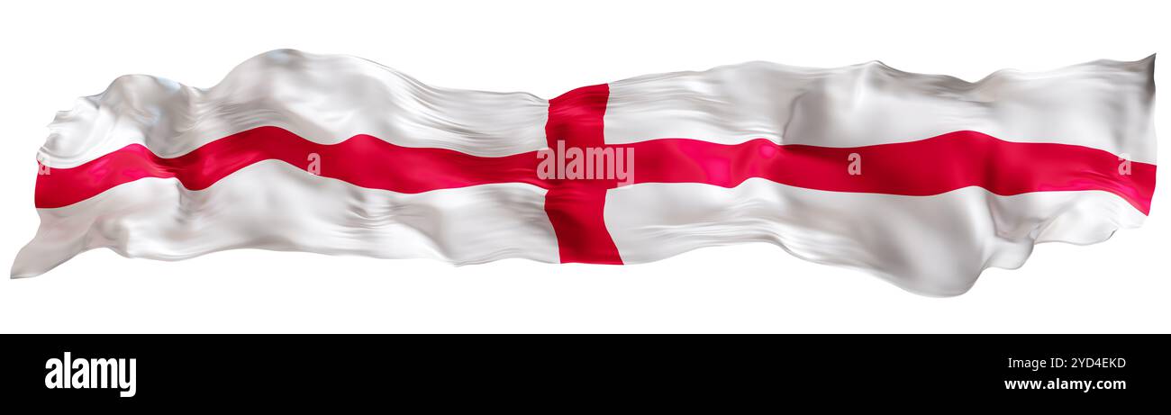 Stylized flag of England waving in the wind, isolated on white ...
