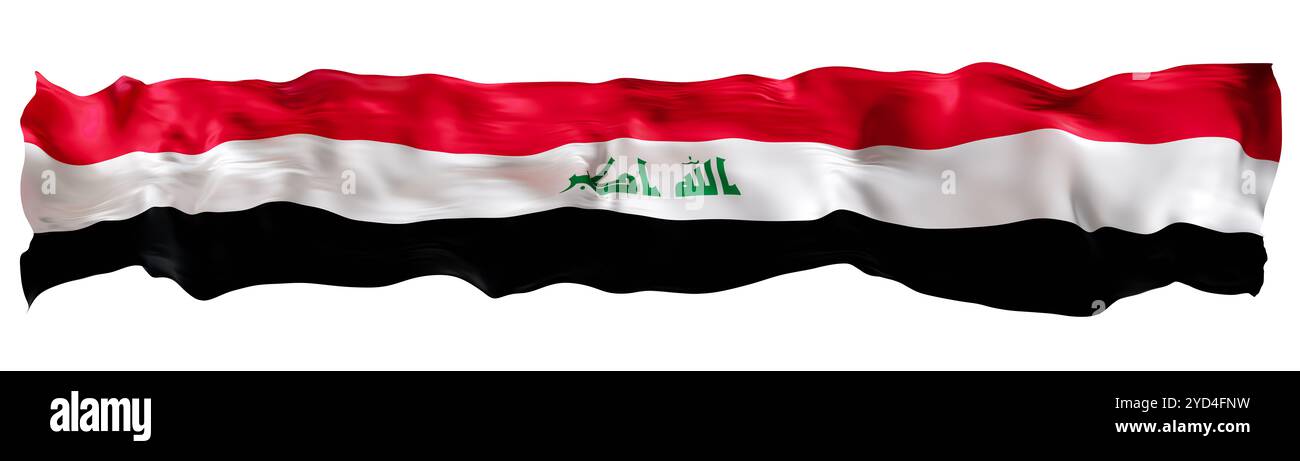 Stylized flag of Iraq waving in the wind, isolated on white background ...