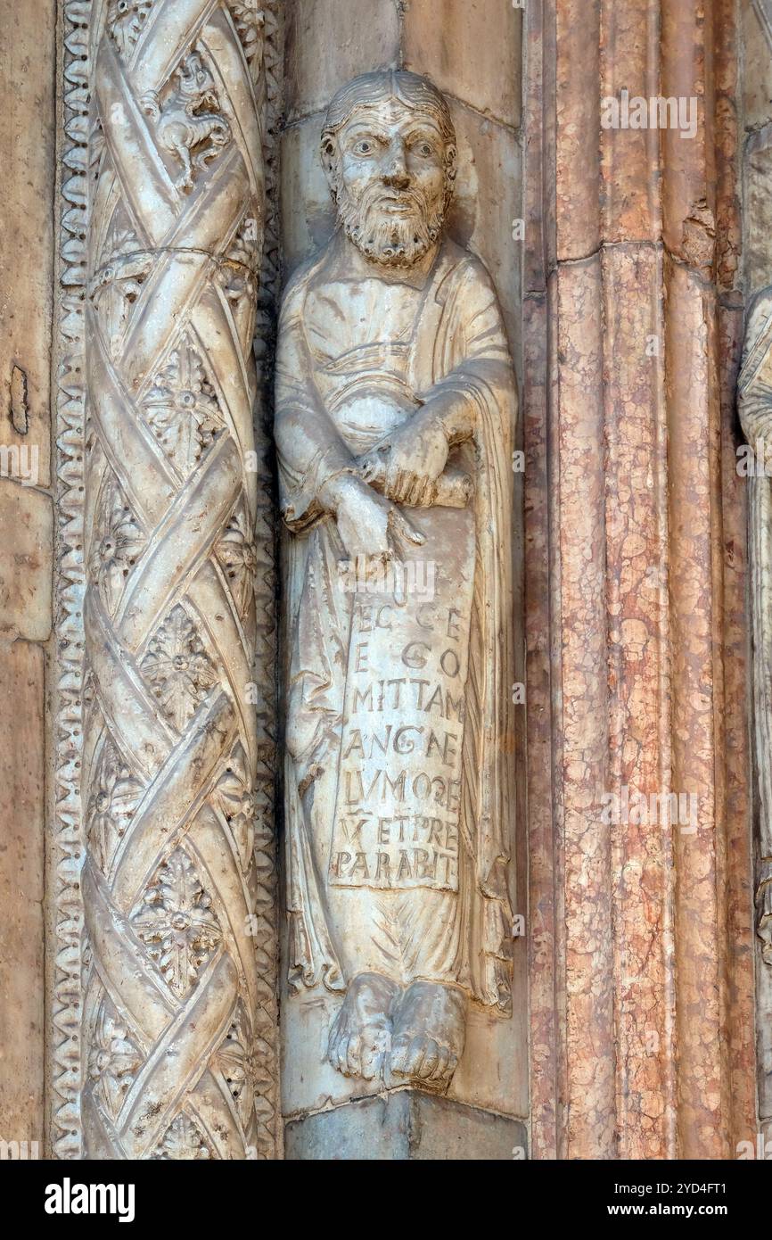 Prophet, statue on the portal of the Cathedral dedicated to the Blessed ...